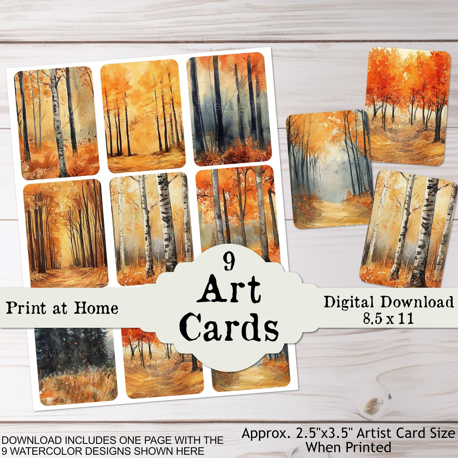Autumn Art Cards Set Printable Junk Journal Ephemera Mini Fall ...