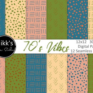 70's Vibes Digital Paper Boho Seamless Patterns 12 - Etsy