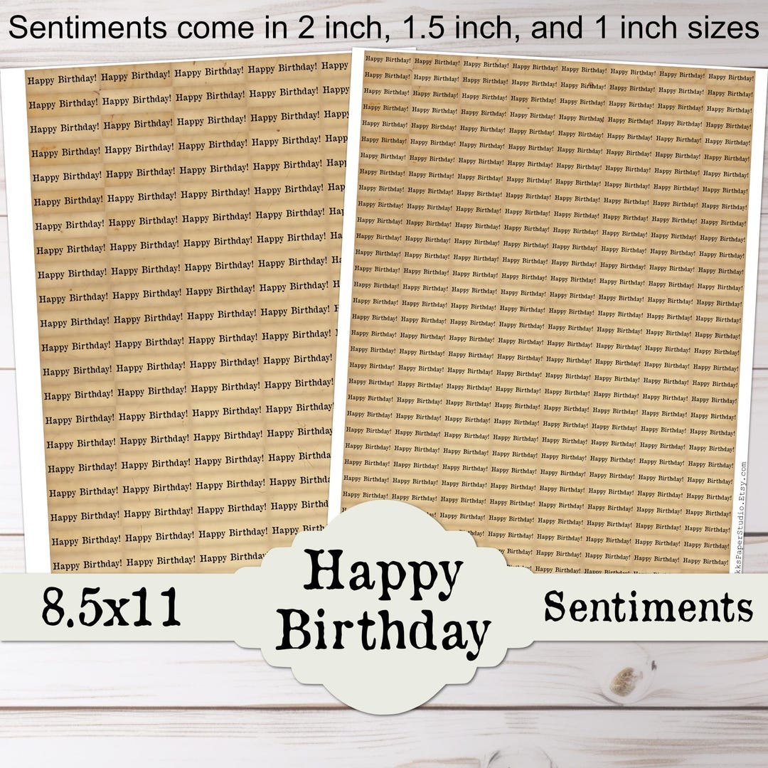 Happy Birthday Card Making Printable Words, Fussy Cut Download Pack ...