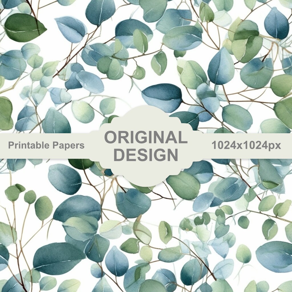 Eucalyptus Digital Paper Commercial Use Seamless Pattern Digital ...