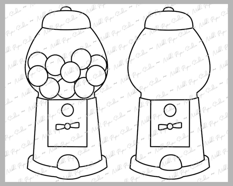 Gumball Machine Digital Printable Stamps and SVG Files - Instant ...