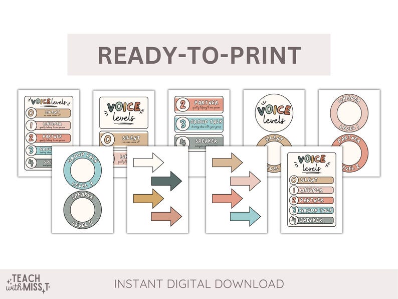 Boho Classroom Voice Level Chart: Classroom Management (digital ...