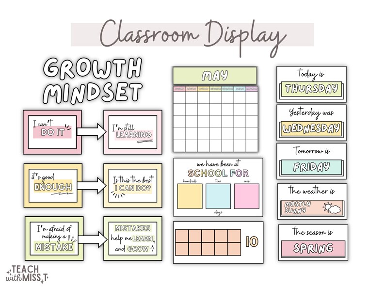 Pastel Rainbow Classroom Decor Bundle | Editable Classroom Printables ...