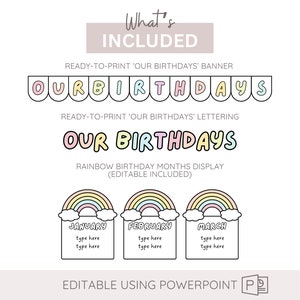 Rainbow Classroom Birthday Bulletin Board Display Bundle Back to School ...