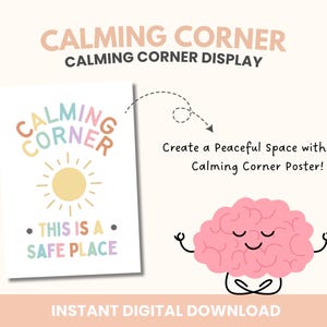Calm Down Corner Poster, Safe Place Print, Calming Corner Printable ...