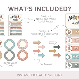 Boho Classroom Voice Level Chart: Classroom Management (digital ...