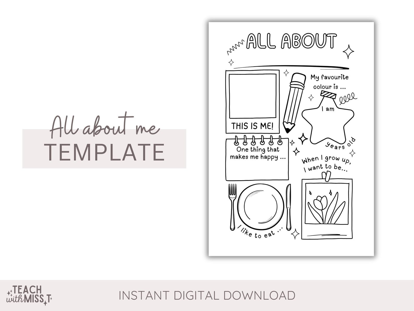 All About Me Template Printable All About Me Back to School Printable ...
