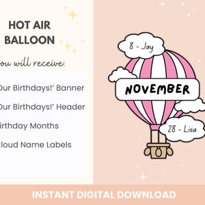 Hot Air Balloon Classroom Birthday Display | Class Birthday Bulletin ...