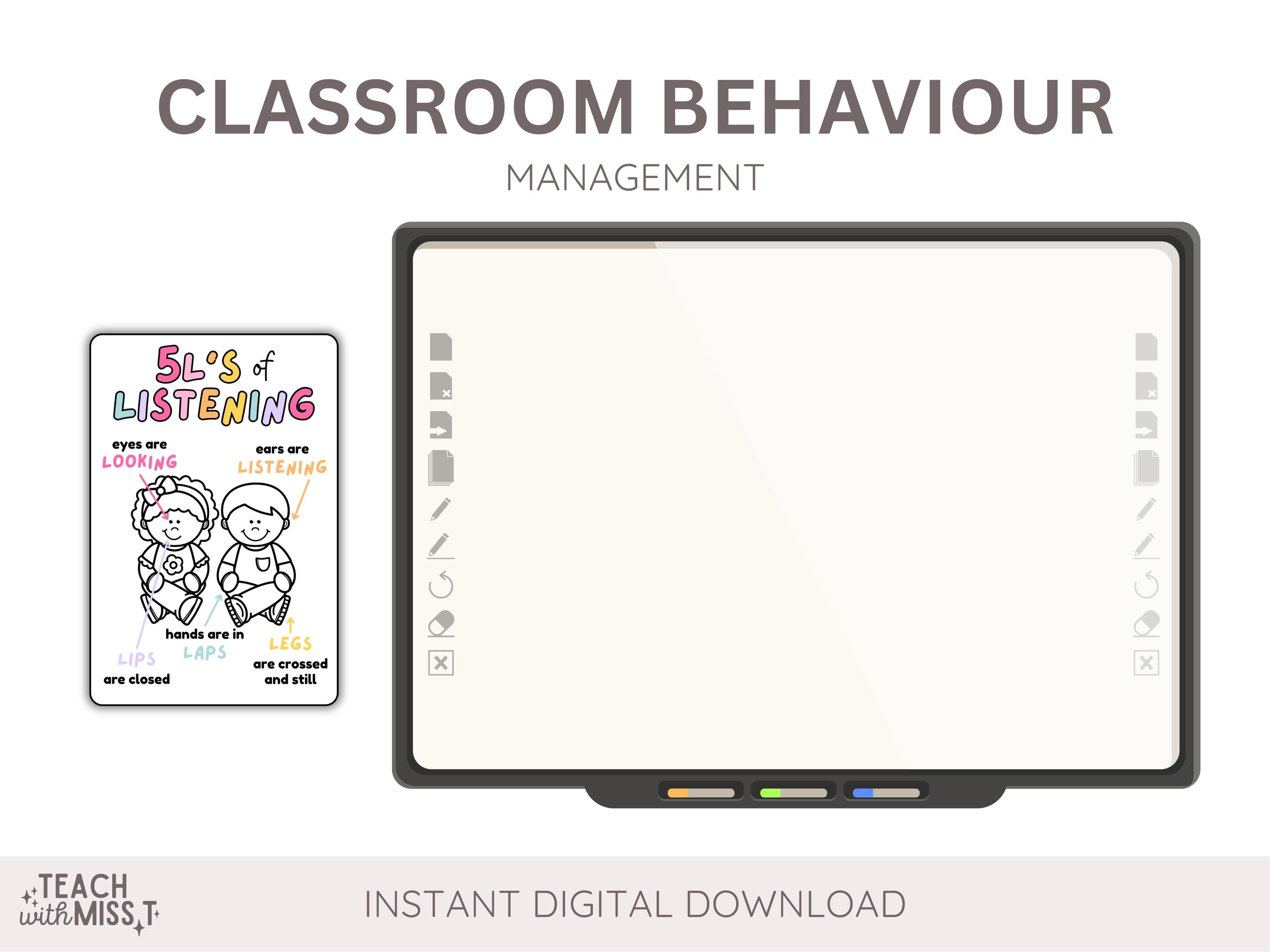 5'ls of Listening Display Poster Classroom Behaviour Display Chart ...