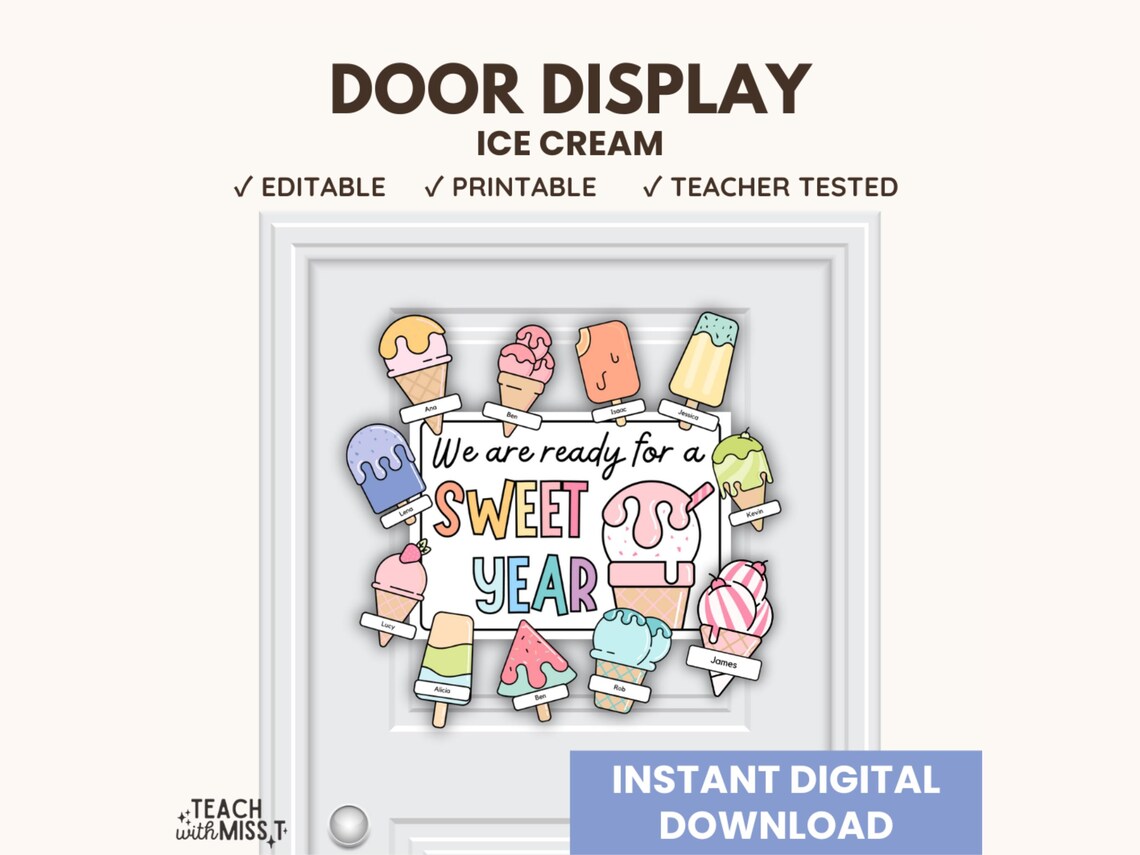 Ice Cream Classroom Door Display: Summer Classroom Decor (digital ...