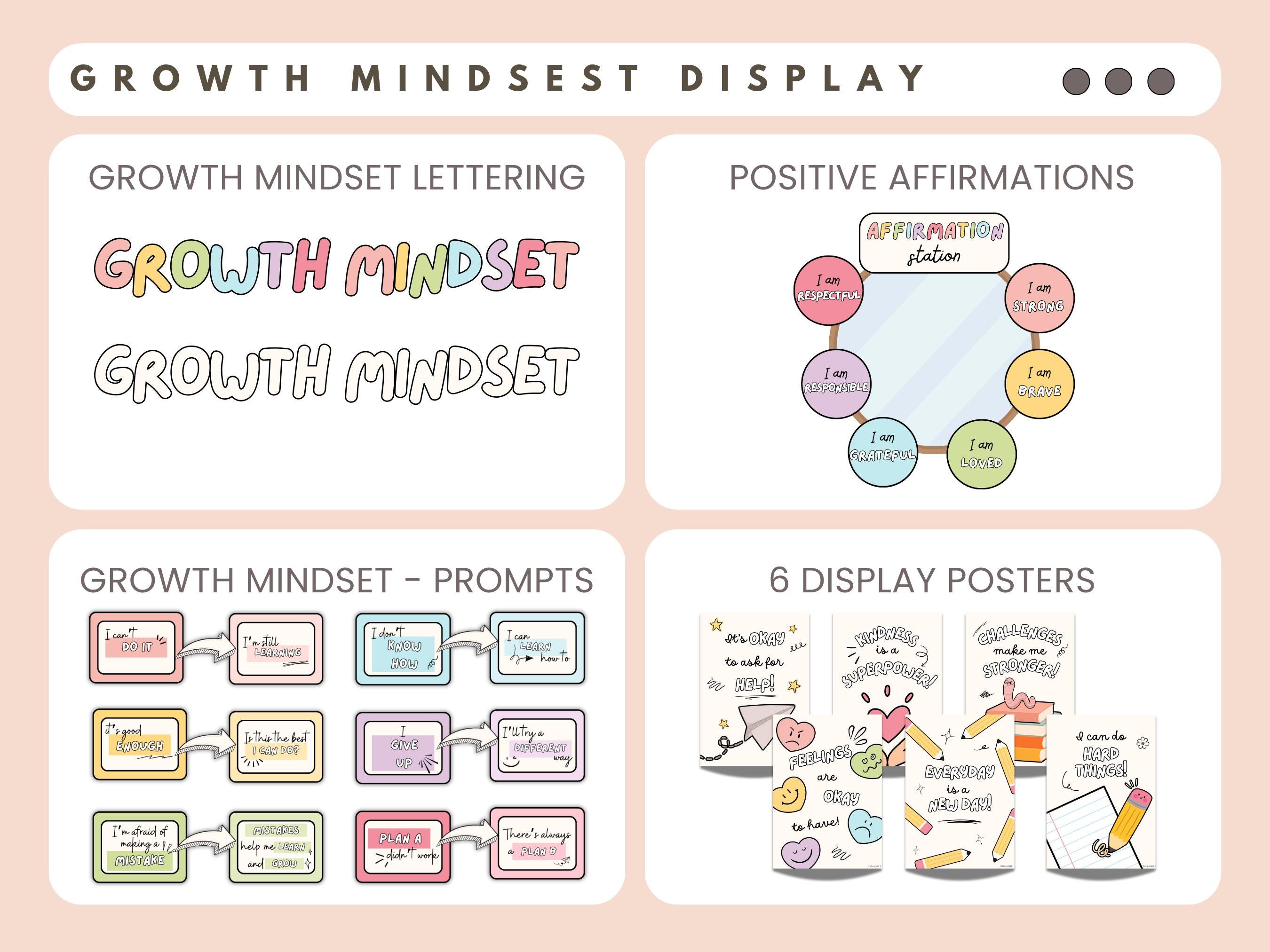 Rainbow Growth Mindset Classroom Decor Bundle | Social and Emotional ...