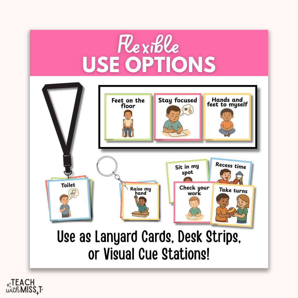 Lanyard Visual Cue Cards: Classroom Management and Communication ...