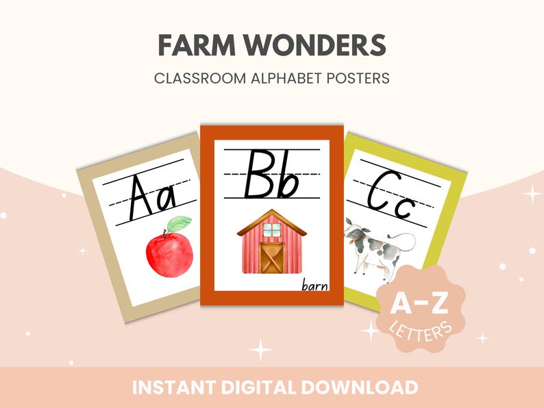 Farm Alphabet Posters Display | ABC Alphabet Classroom Decor | Alphabet ...