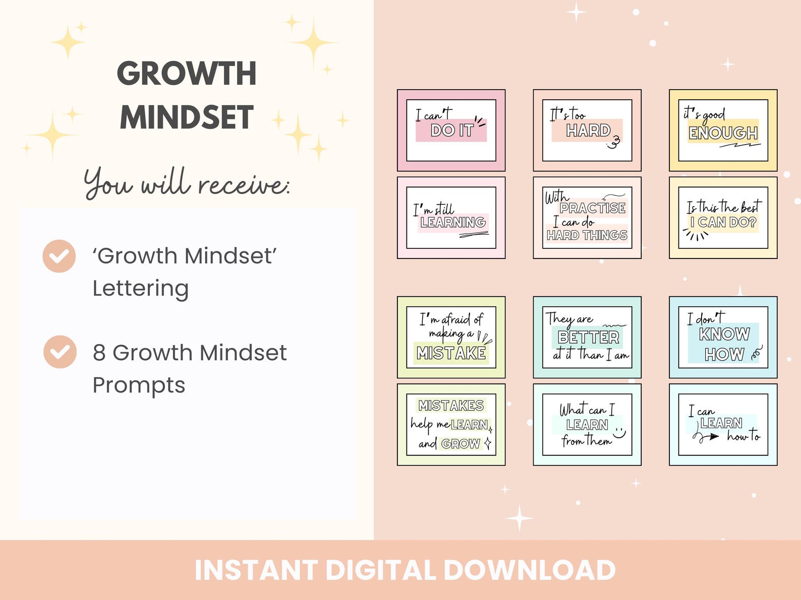 Pastel Rainbow Growth Mindset Classroom Display Bundle | Growth Mindset ...