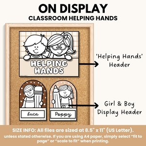 Neutral Boho Classroom Jobs Chart: Editable Helping Hands Display ...