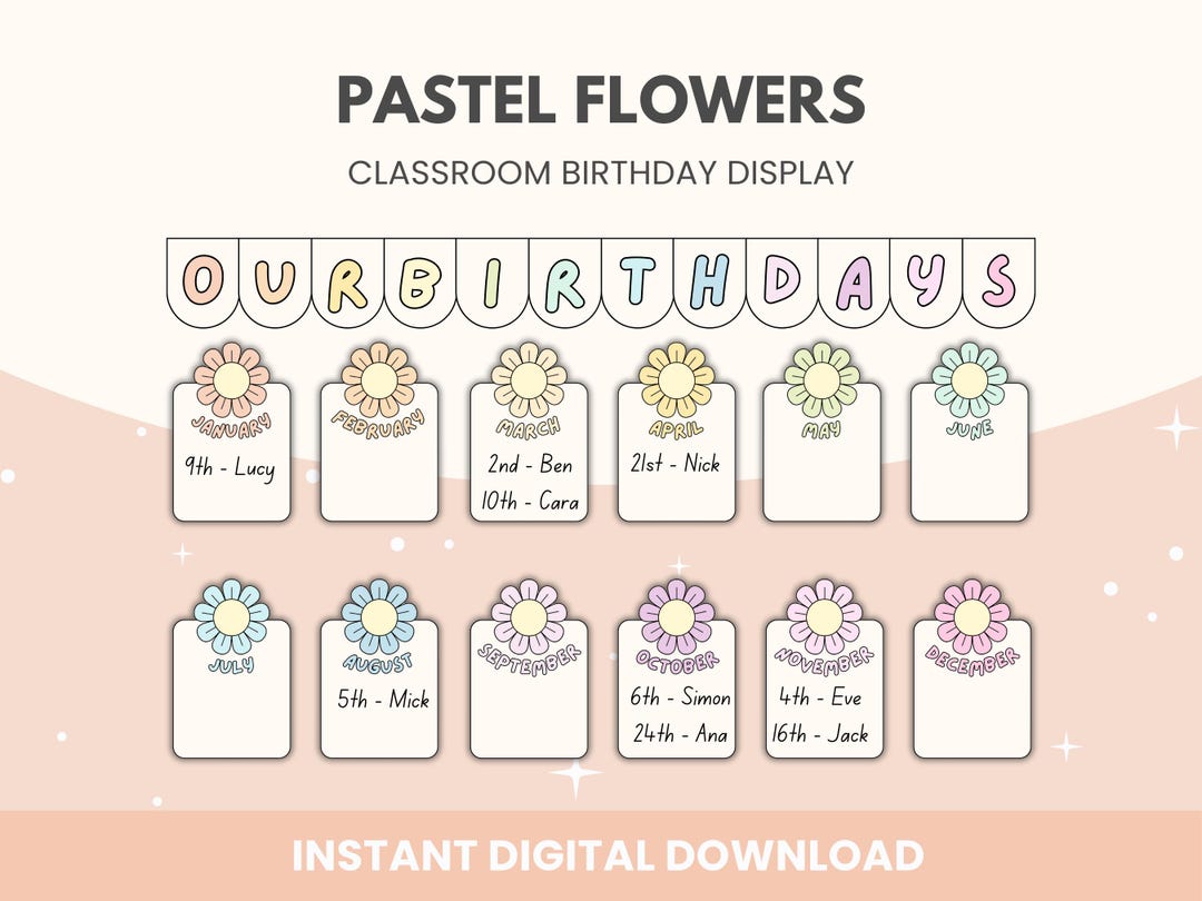 Pastel Rainbow Flowers Class Birthday Display | Flowers Birthday ...