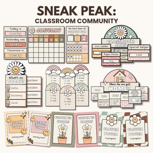 Groovy Boho Daisy Classroom Decor Bundle | Editable Classroom ...