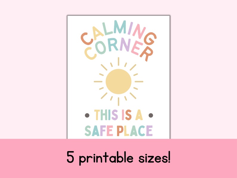 Calm Down Corner Poster Safe Place Print Calming Corner - Etsy