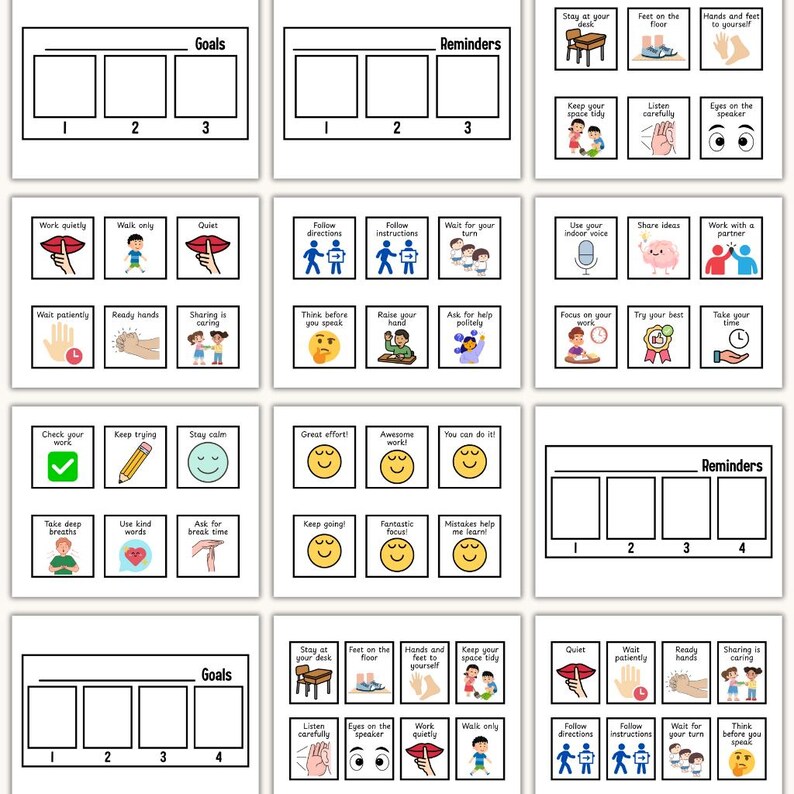 Student Desk Strips: Visual Cue Cards | Classroom Visuals | ADHD Tools ...