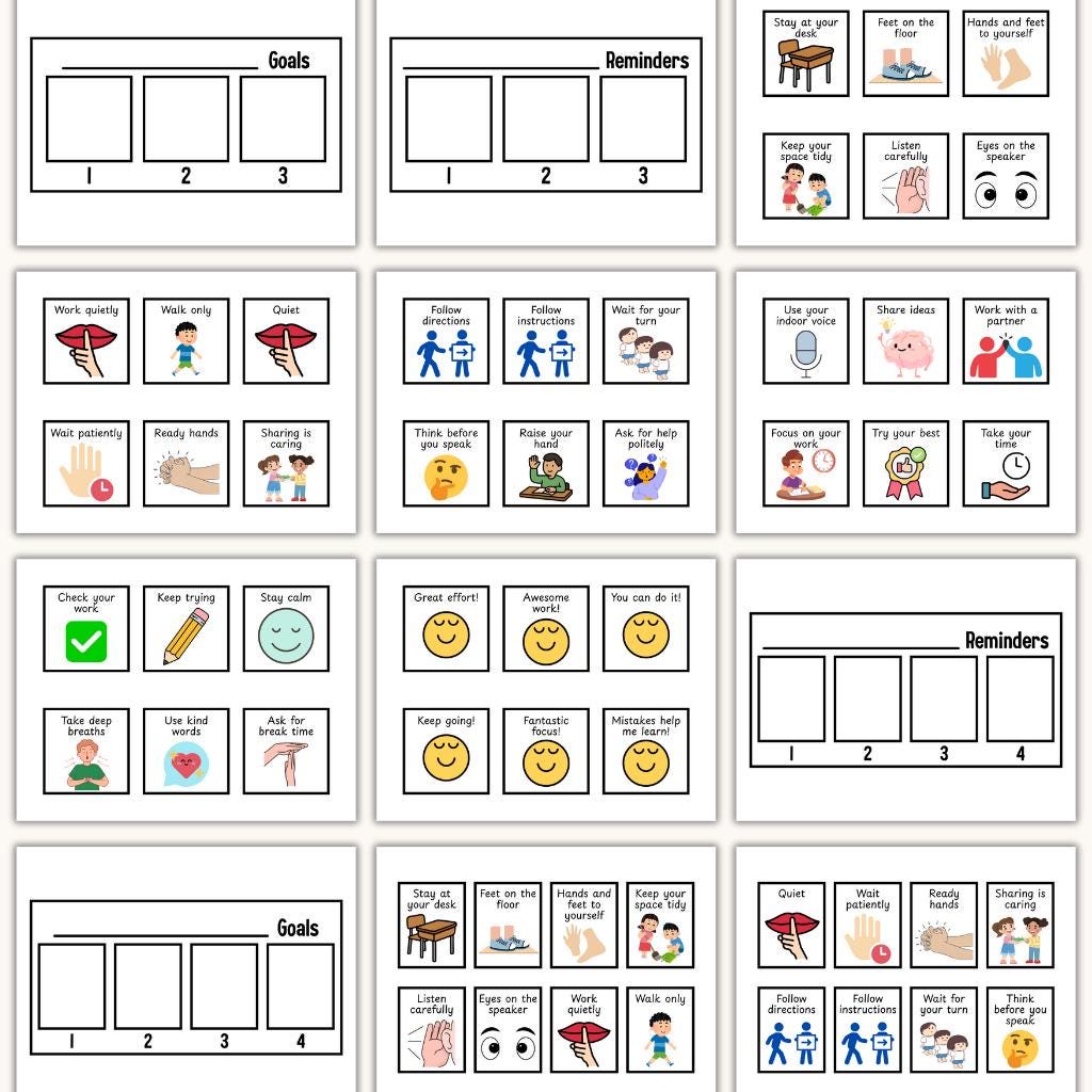 Student Desk Strips: Visual Cue Cards | Classroom Visuals | ADHD Tools ...