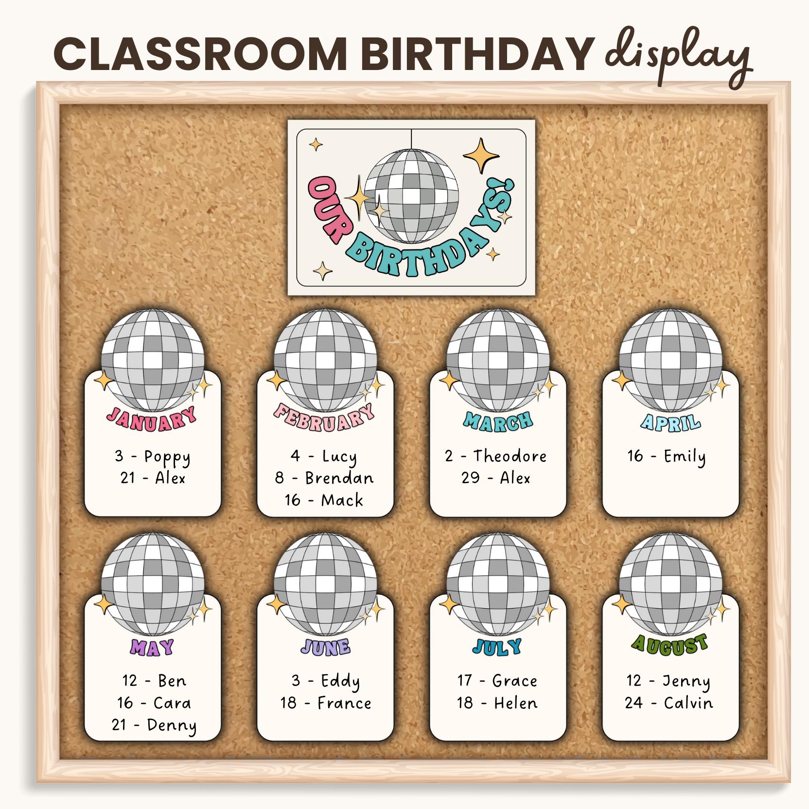 Disco Ball Classroom Birthday Display: Retro Bulletin Board Kit ...