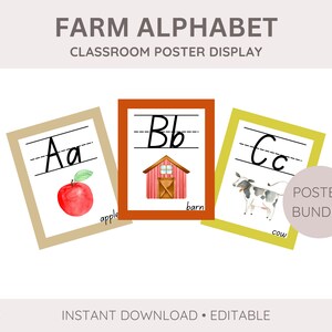 Farm Alphabet Posters Display ABC Alphabet Classroom Decor Alphabet ...