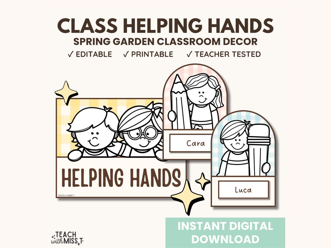 Spring Garden Classroom Job Chart: Helping Hands Display (digital ...