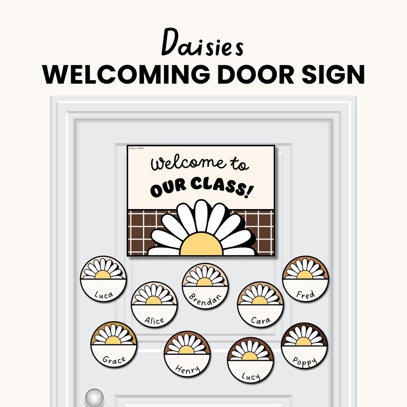 Neutral Classroom Door Sign: Editable Teacher Decor (digital Download ...