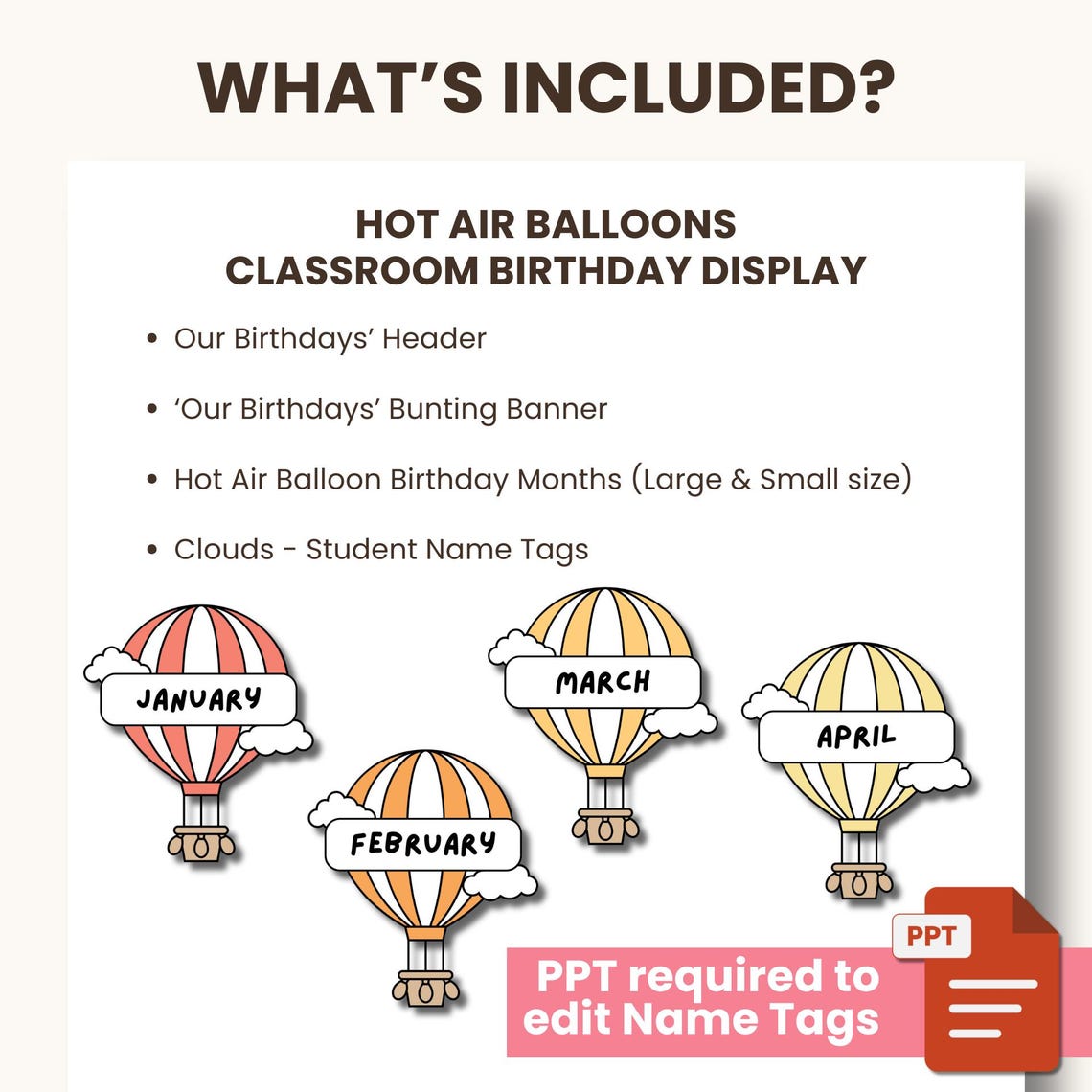 Hot Air Balloon Birthday Bulletin Board: Rainbow Classroom Decor ...