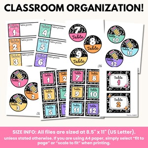 Classroom Table Numbers & Signs: Composition Notebook Theme (digital ...