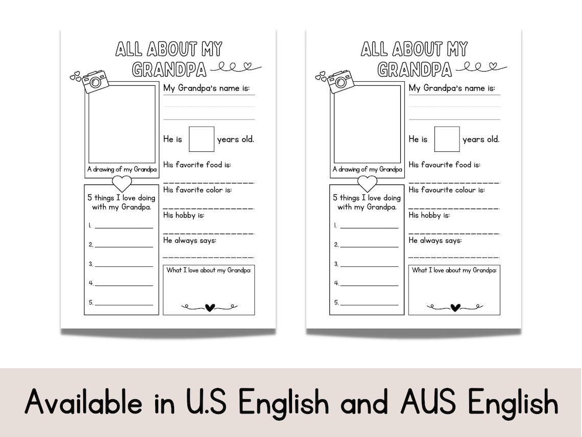 All About My Grandparents Templates (digital Download) - Etsy