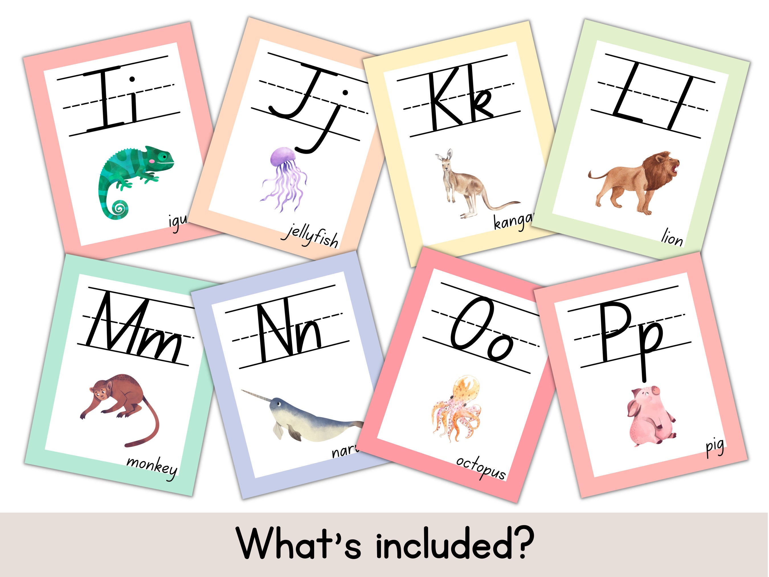Watercolor Animal Alphabet Posters: Calm Classroom Decor (digital ...