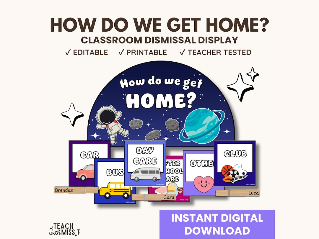 Space Classroom Dismissal Chart: Spaced Theme Decor (digital Download ...