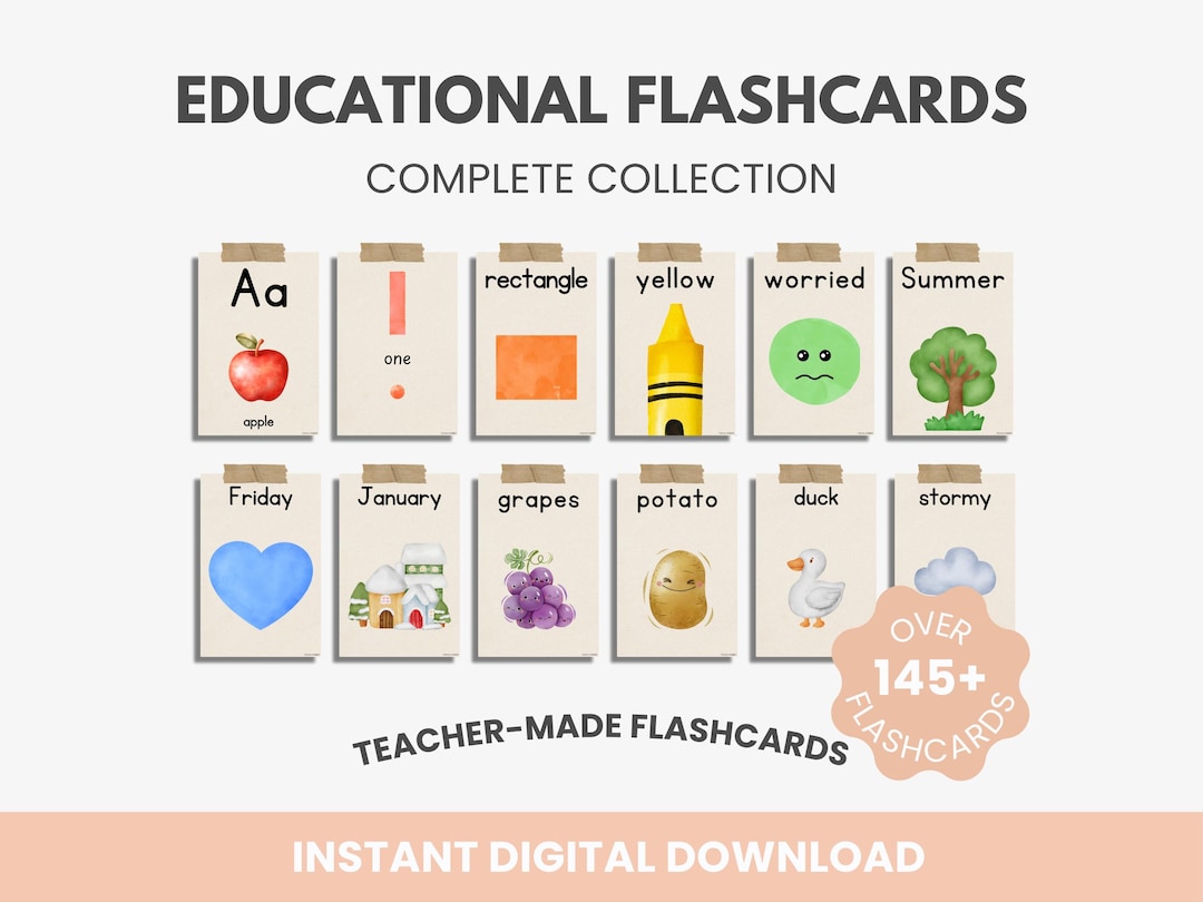 Preschool Flashcards Bundle: Alphabet, Numbers, Shapes (digital ...