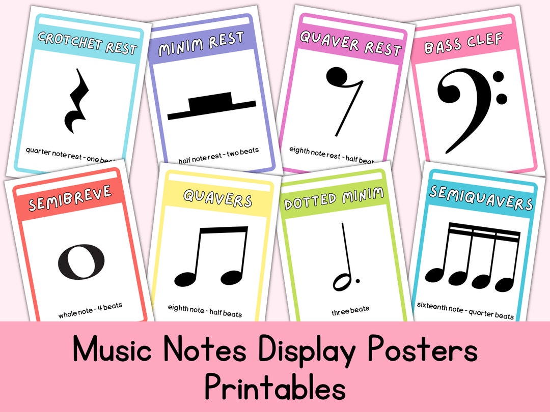Music Notes Display Posters Printables Set of 15 Music Notes - Etsy México