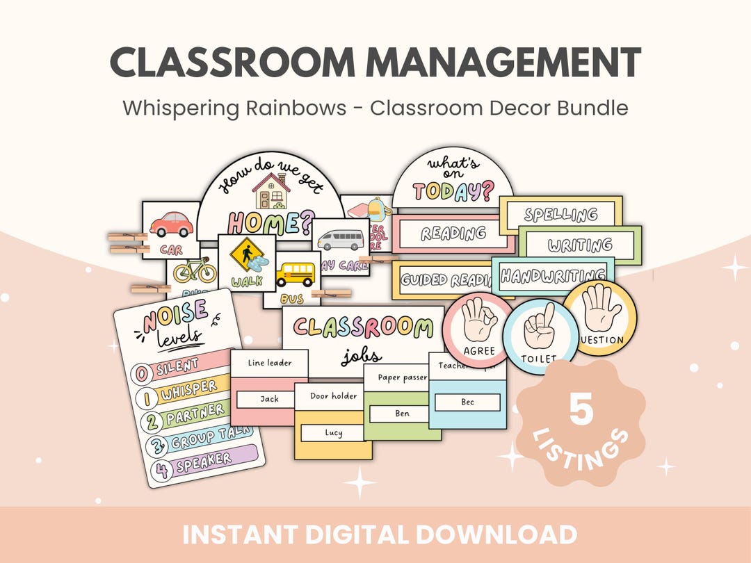 Rainbow Classroom Management Displays | Noise Levels Display | Hand ...
