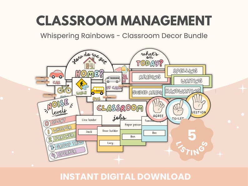 Rainbow Classroom Management Displays | Noise Levels Display | Hand ...