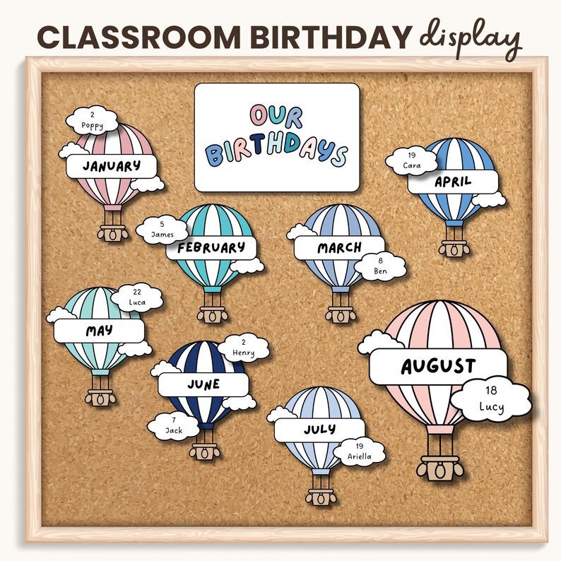 Hot Air Balloon Birthday Classroom Display Kit: Modern Boho Classroom ...