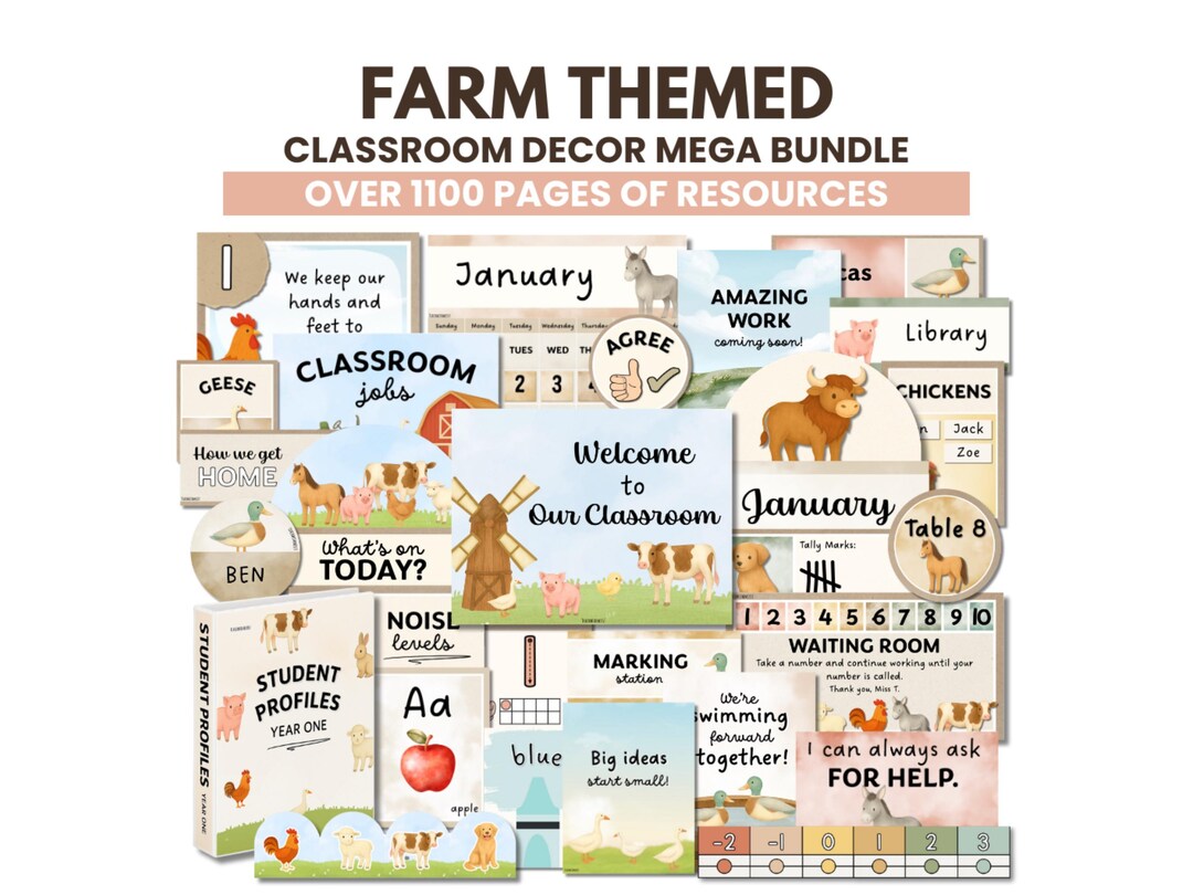 Farm Themed Classroom Decor Bundle | Editable Classroom Decor Bundles ...