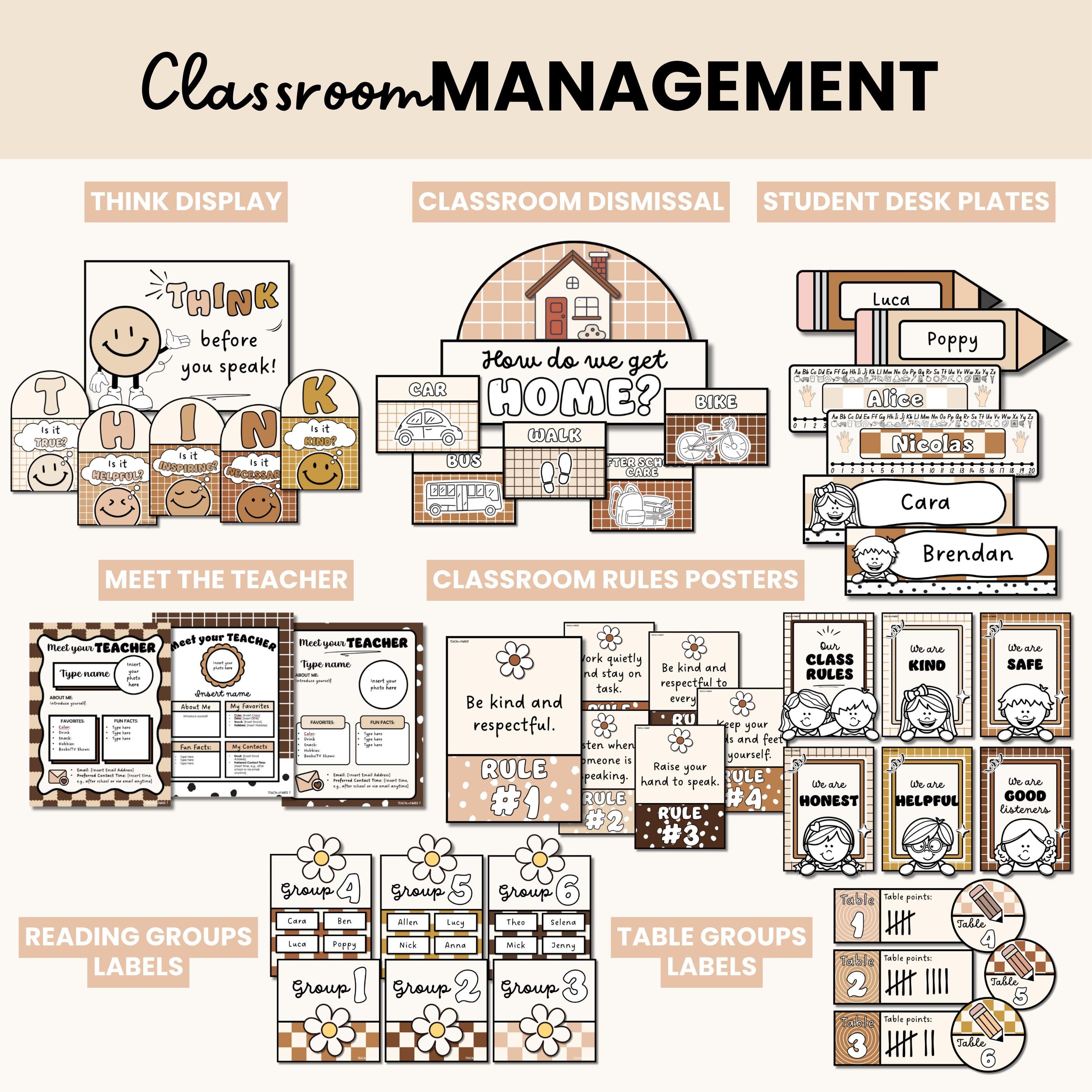 Neutral Boho Classroom Decor Bundle | Editable Classroom Printables ...