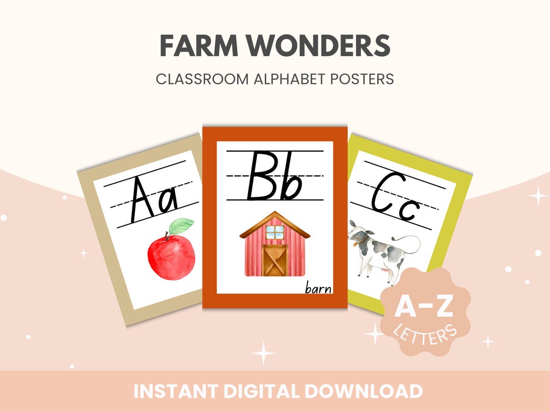 Farm Alphabet Posters Display | ABC Alphabet Classroom Decor | Alphabet ...