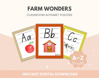 Farm Alphabet | Farm Animals | Alphabet Poster | Alphabet | Farmhouse ...