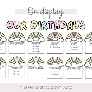 Rainbow Classroom Birthday Bulletin Board Display Bundle Back to School ...