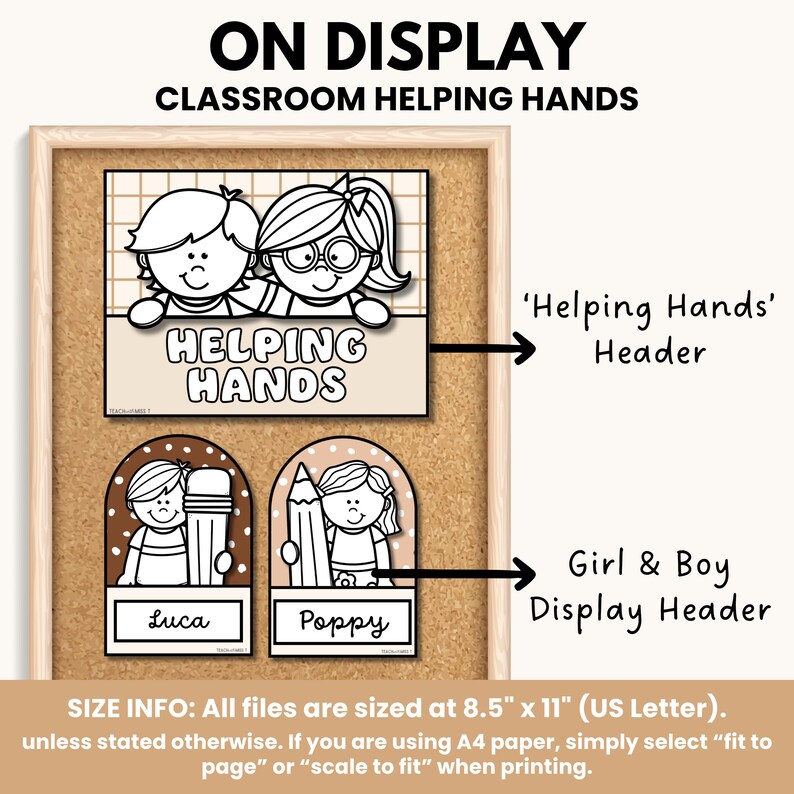 Neutral Boho Classroom Jobs Chart: Editable Helping Hands Display ...