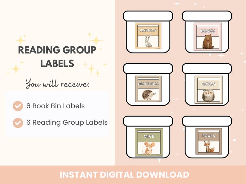 Woodland Animals Reading Group Labels: Classroom Decor (digital ...
