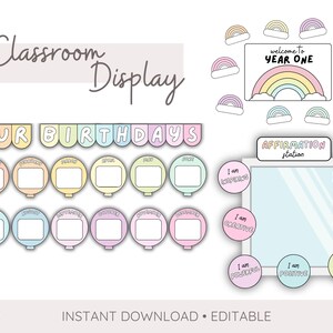 Pastel Rainbow Classroom Decor Bundle (digital Download) - Etsy
