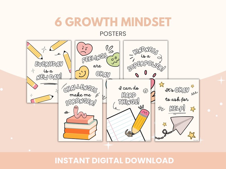 Growth Mindset Posters: Classroom Motivational Affirmations (digital ...