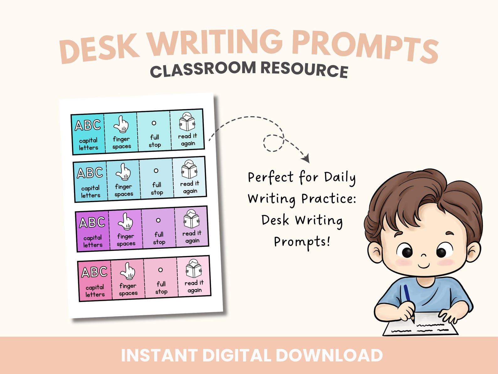 Writing Prompts Printables| Student Desk Writing Prompts | Teacher ...