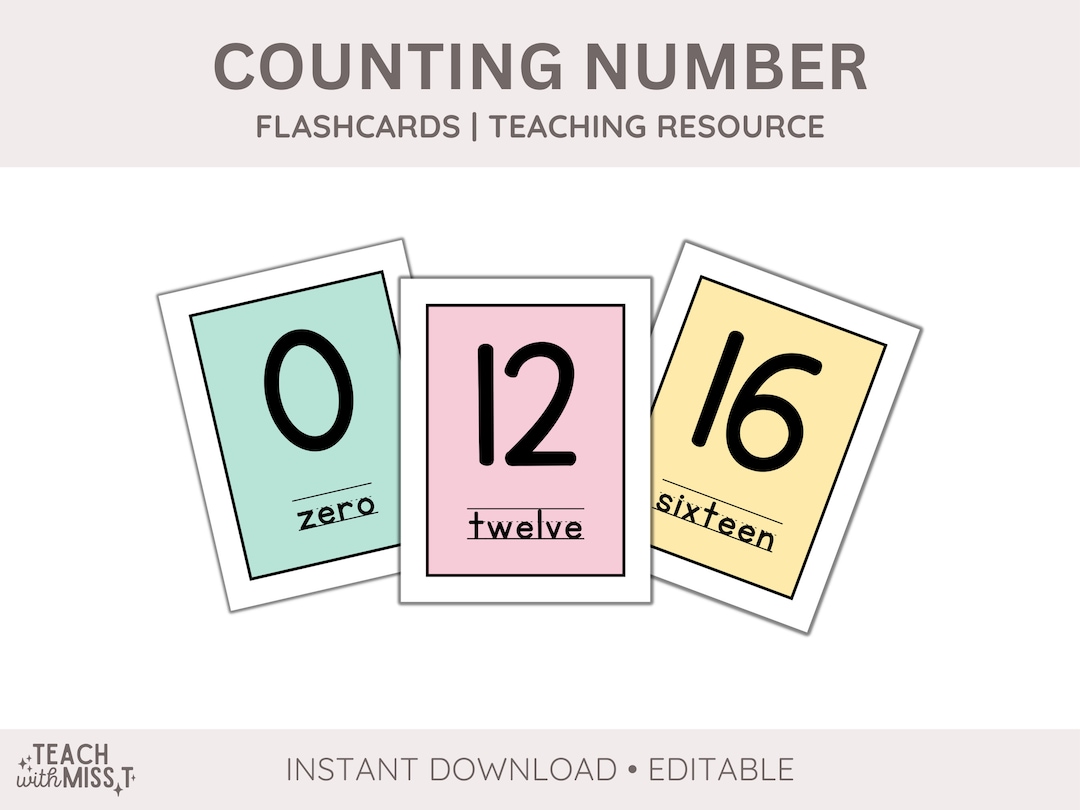 Counting Number Posters Printables | Numbers Flashcards for Kids ...