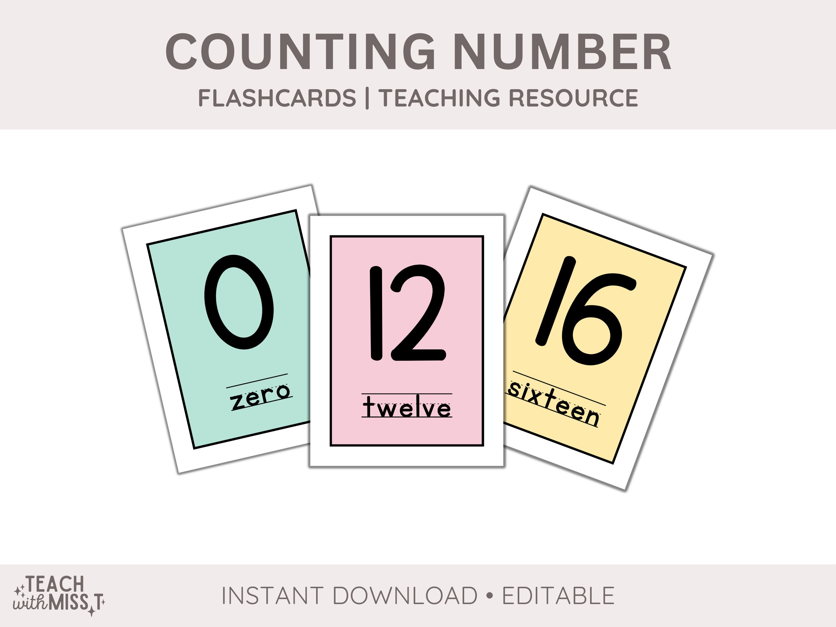 Counting Number Posters Printables | Numbers Flashcards for Kids ...